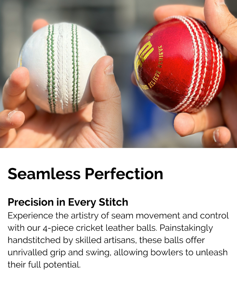 T20 White 4 Piece Leather Cricket Ball (Box of 3 Balls) - Match Quality ...
