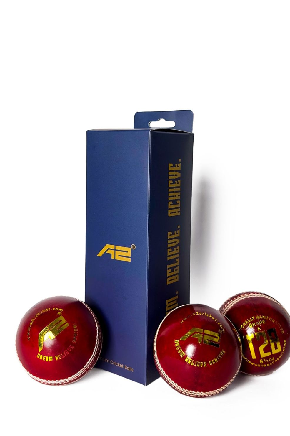 4 Piece Leather Cricket Ball Set - T20 Red | Box of 3 - A2 Cricket